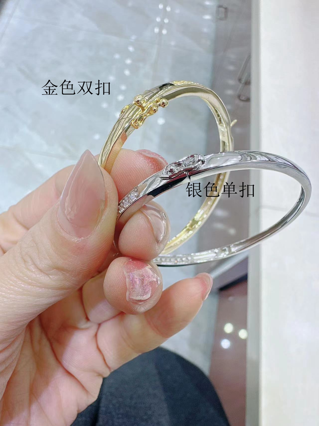 DIY配件天然珍珠S925纯银K金工艺厚实保险扣锆石手镯配10-12mm圆_虎窝淘