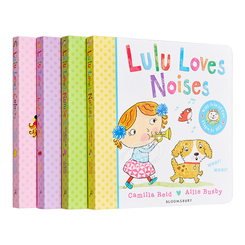 Lulu系列我爱露露绘本幼儿启蒙认知翻翻书4册 Lulu Loves Noises/Colours/Shapes/Numbers纸板书英文原版 ...