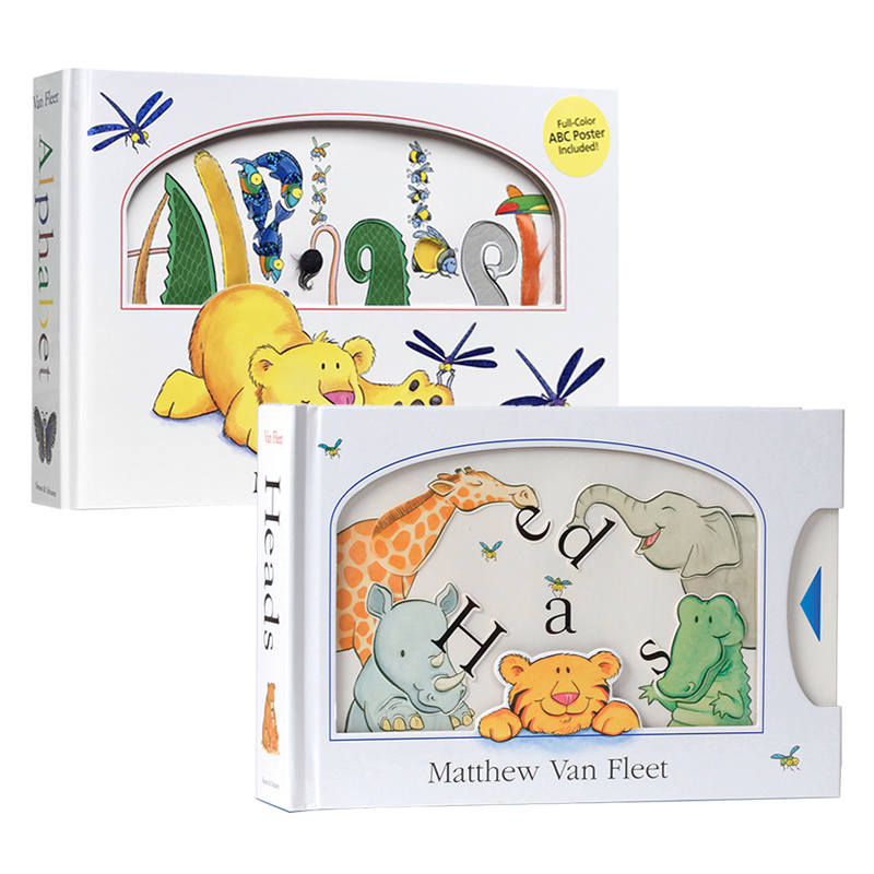现货 Van Fleet Alphabet Heads儿童触摸操作科普2册套装英文原版 Matthew Van Fleet纸板书幼儿启蒙认知 ...