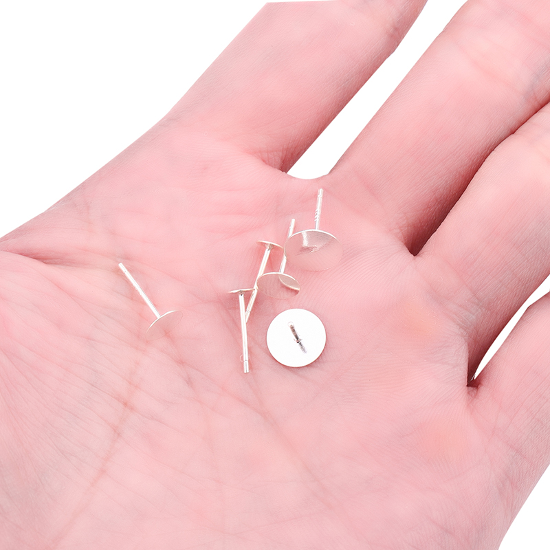 4 6 8mm平针925素银diy手工制作耳饰品配件耳针自制耳环耳钉材料_虎窝淘