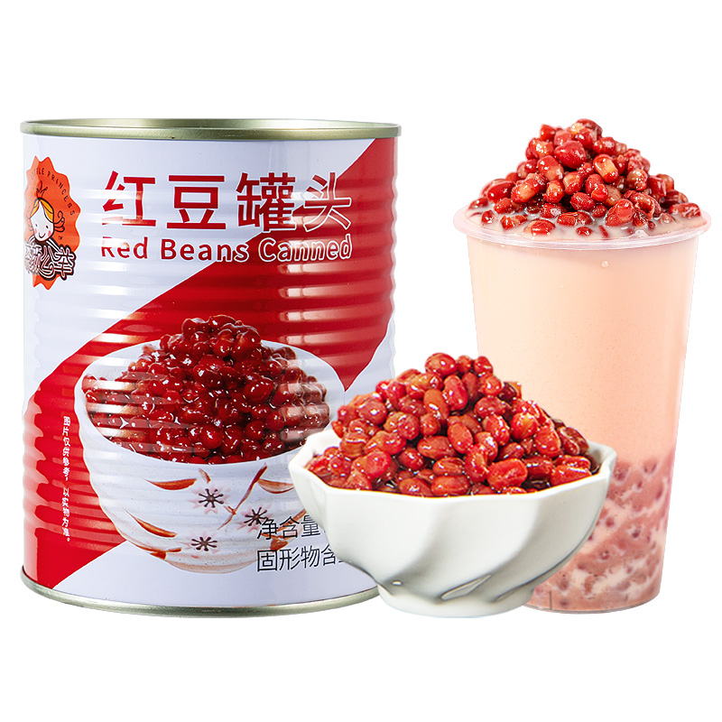 茶颜公举红豆罐头950g*12瓶整箱红豆糖水免煮糖纳蜜豆奶茶店原料_虎窝淘