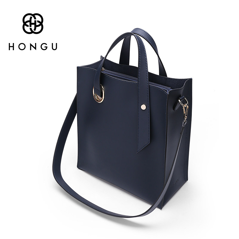 HONGU红谷2023新款女包牛皮手提包简约气质单肩包女大容量托特包_虎窝淘
