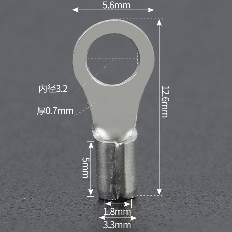 RNB1.25-3.2国标紫铜O型圆形冷压接线端子裸端子铜鼻子线耳RNB1-3_虎窝淘