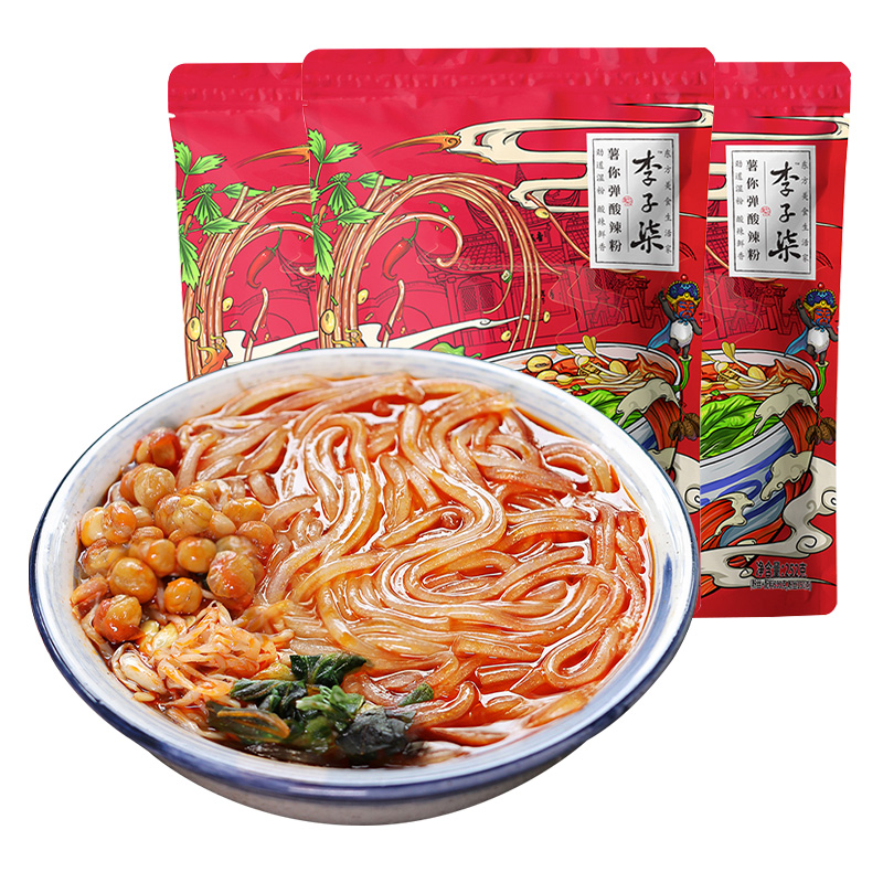 李子柒酸辣粉252g*3袋装冲泡速食薯你弹红薯粉丝米线粗粉条夜宵_虎窝淘