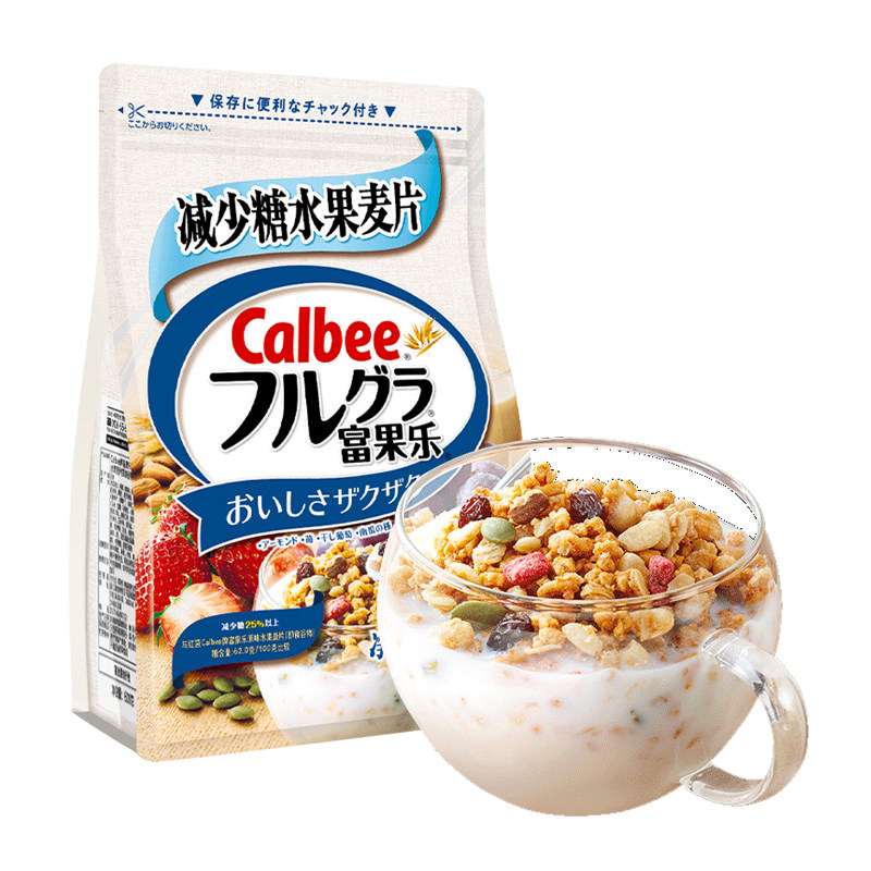 日本Calbee卡乐比水果麦片原味抹茶减少糖富果乐早餐燕麦片_虎窝淘