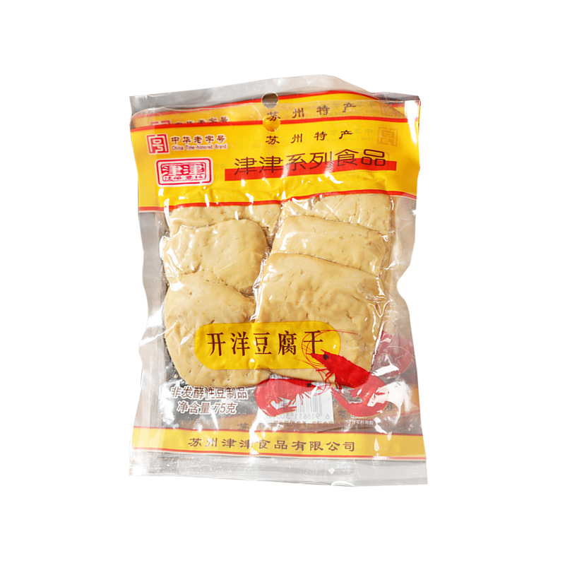 津津开洋豆干虾味豆干苏州特产豆腐干咸香干炒菜凉拌小吃75g*3袋_虎窝淘