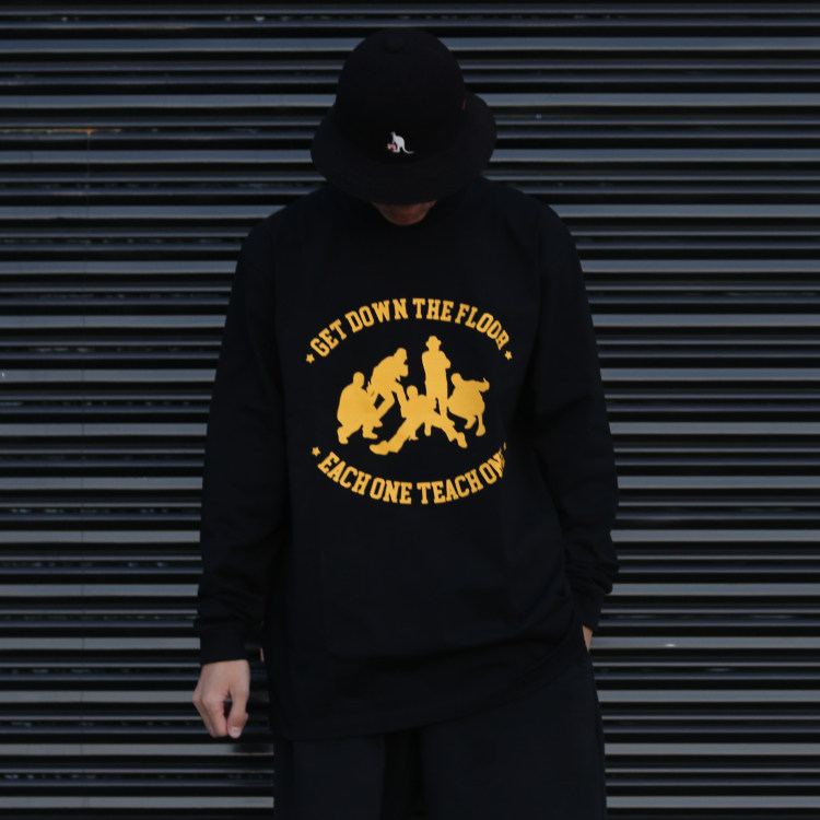 bboy街舞宽松t恤嘻哈 hiphop圆领popping长袖滑板涂鸦运动_虎窝淘