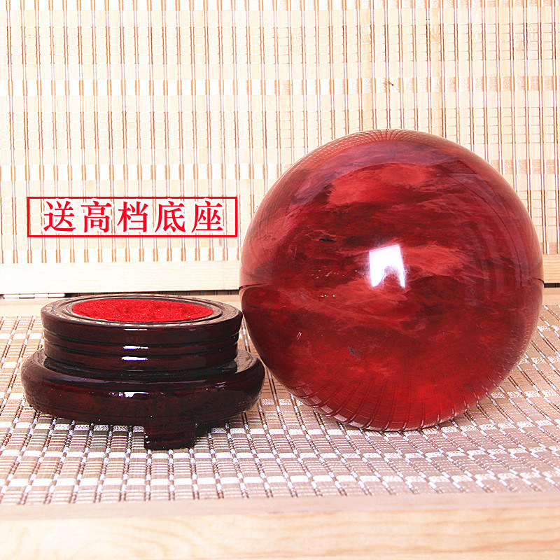 厂家直销红朱砂球天然红水晶球摆件正品家居玄关客厅开业前台摆件_虎窝淘