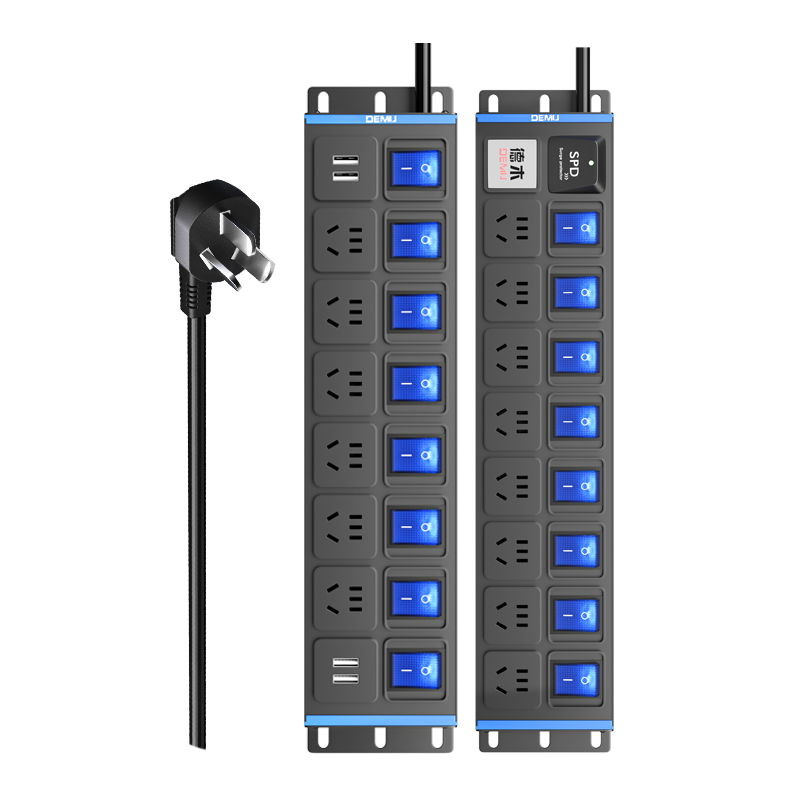 德木电脑插座电竞插排独立开关插线板usb快充pdu机柜大功率排插_虎窝淘