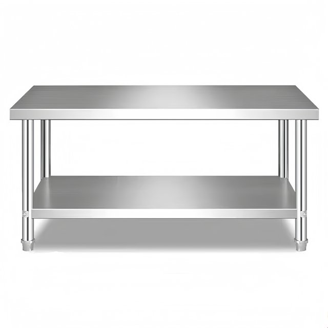 Extra thick stainless steel workbench double three-layer restaurant ...