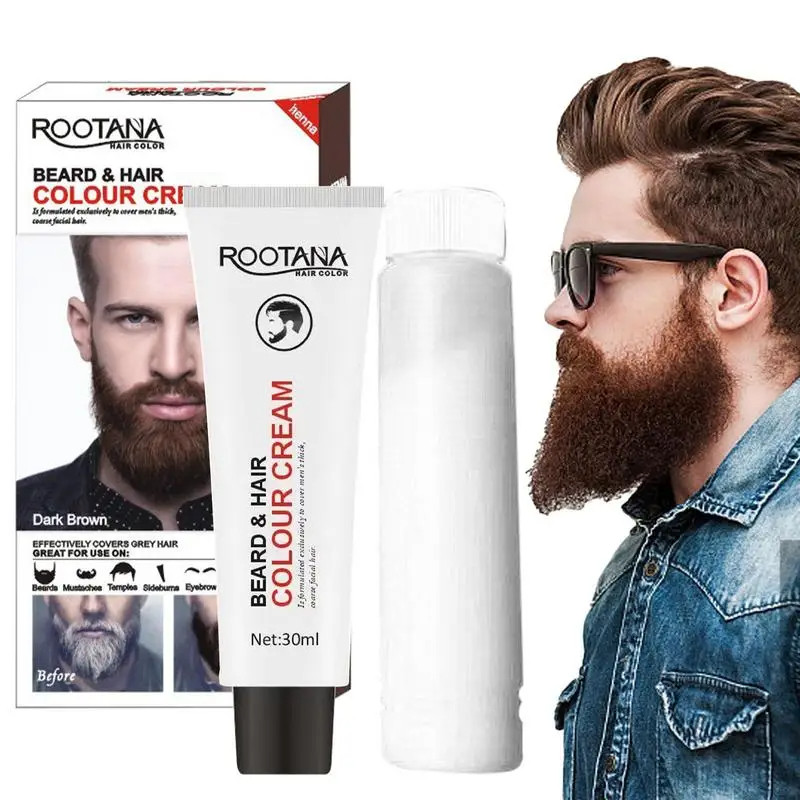 Men Efficient Beard Black Dye Tint Cream Mustache Hair Color_虎窝淘