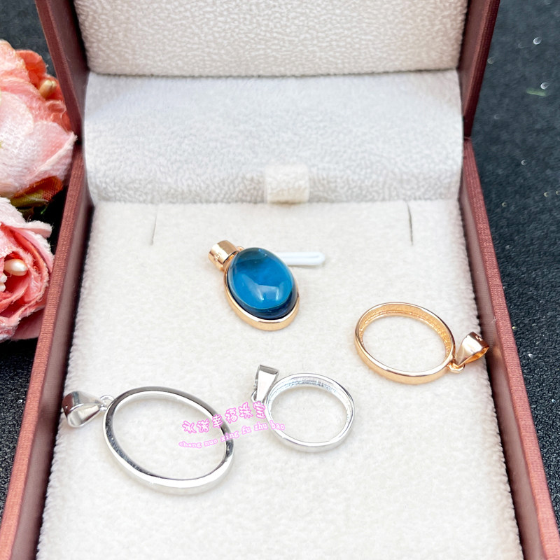 925银吊坠空托椭圆形4*6MM-22*33MM女款包镶包边简约挂坠银托_虎窝淘