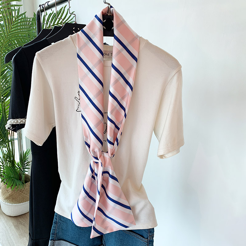 年会活动红色小丝巾领巾女春秋装饰衬衫t恤细窄长条围巾夏季腰带_虎窝淘