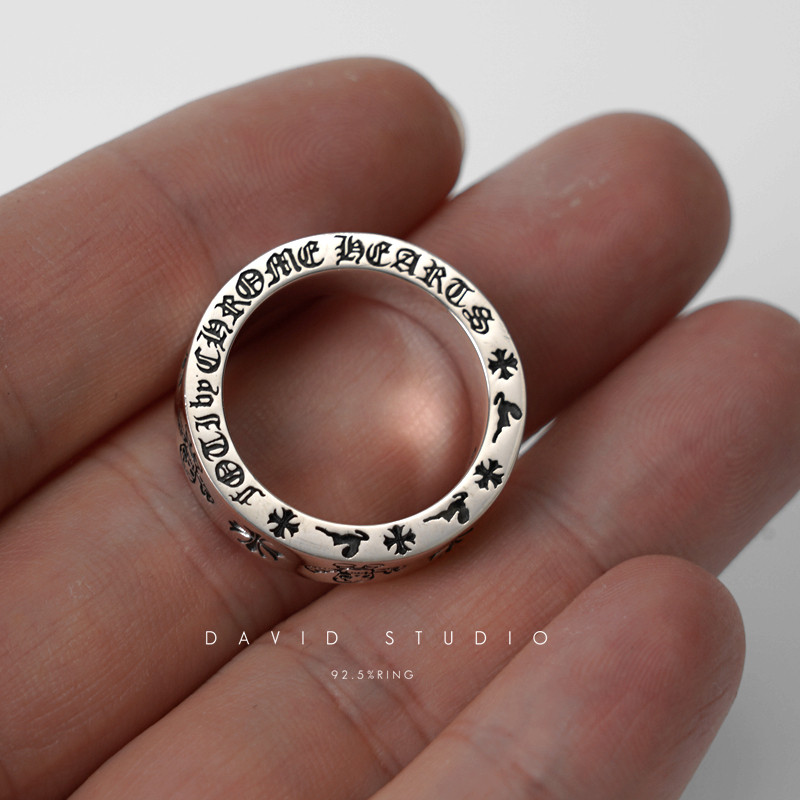 新David studio925纯银十字花骷髅小矮人做旧silver ring戒指环_虎窝淘