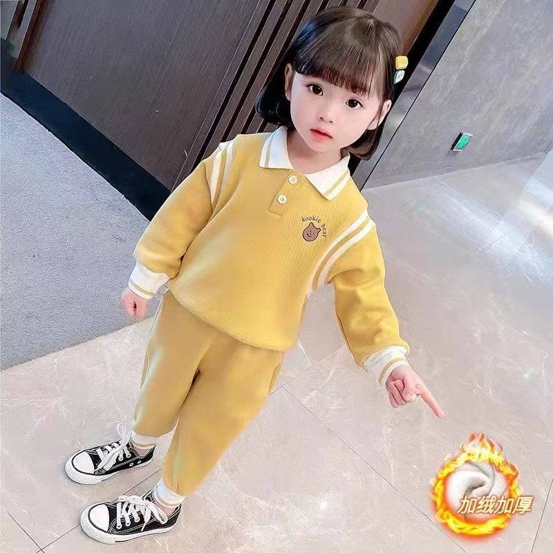 女童套装2022秋冬装新款洋气5女宝宝两件套加绒卫衣6岁儿童装加厚_虎窝淘