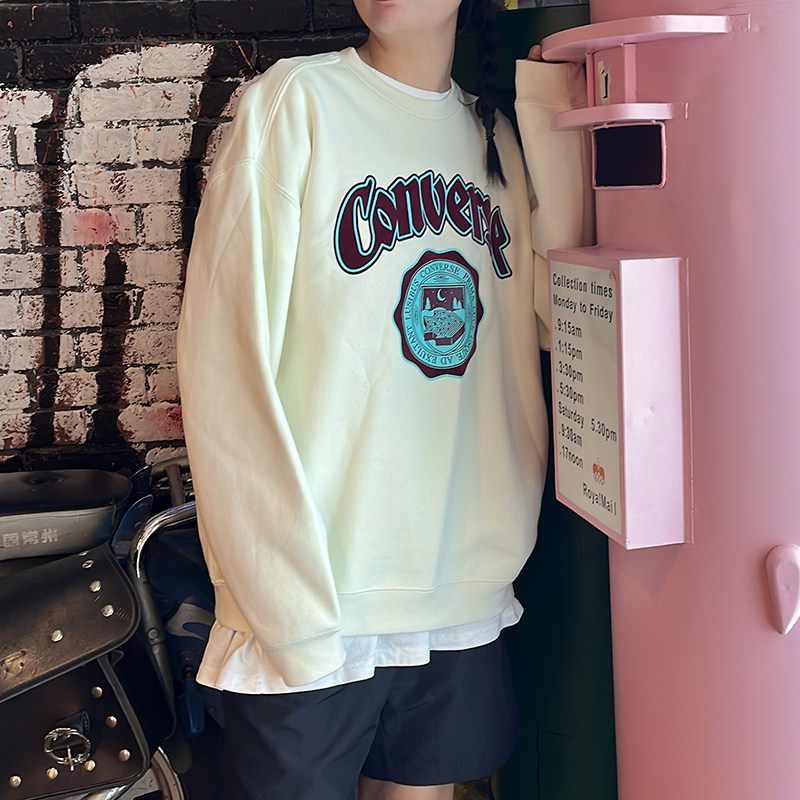 Converse匡威新款男士圆领套头衫运动休闲卫衣10025048-A01-A02_虎窝淘