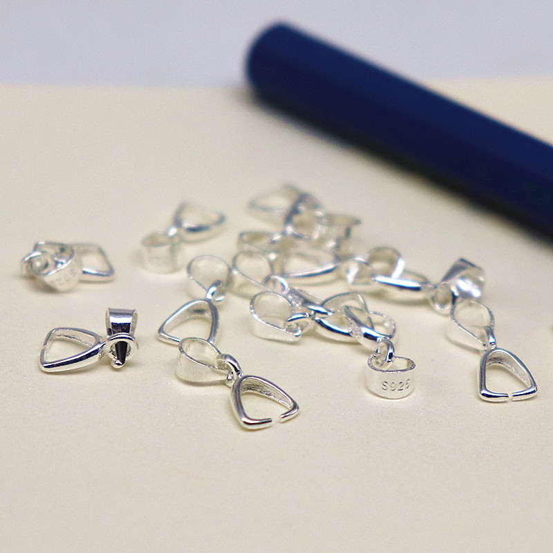 S925纯银项链吊坠扣瓜子夹扣银扣头DIY银饰品配件连接抓扣镀白金_虎窝淘