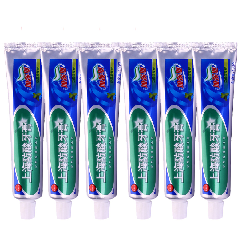 美加净上海防酸牙膏加强型双重薄荷清新口气不含氟6支套装_虎窝淘