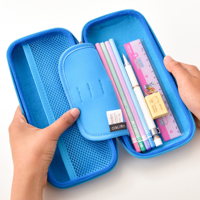得力文具盒大容量笔袋大兵笔袋文具收纳卡通学生用文具盒高中初中小学生多功能拉链型DIY笔袋软质铅笔盒_虎窝淘