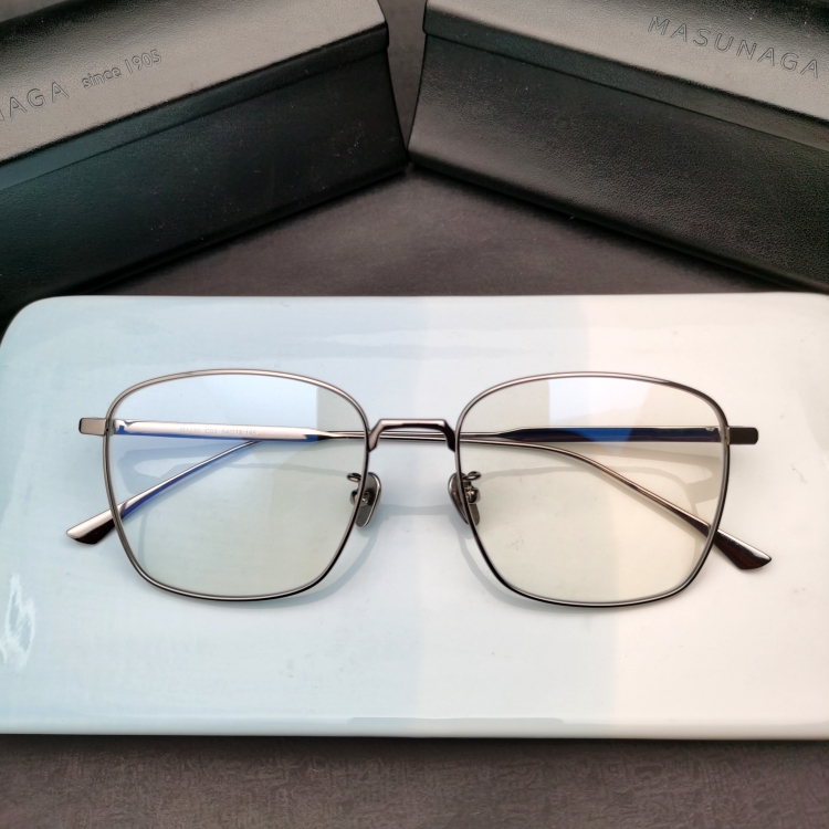 MASUNAGA日本增永LEX同款眼镜男女小脸方框纯钛眼镜框近视眼镜_虎窝淘