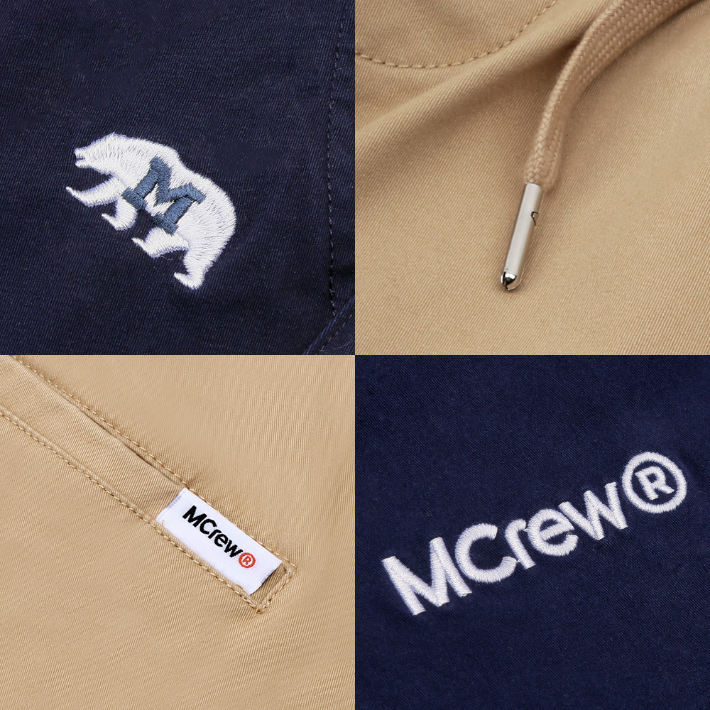 MCREW CABEAR系列LOGO刺绣藏青蓝卡其色斜纹工装布裤长裤_虎窝淘