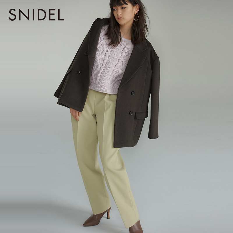 SNIDEL秋冬甜美温柔纯色羊羔毛绞花针织毛衣SWNT215010_虎窝淘