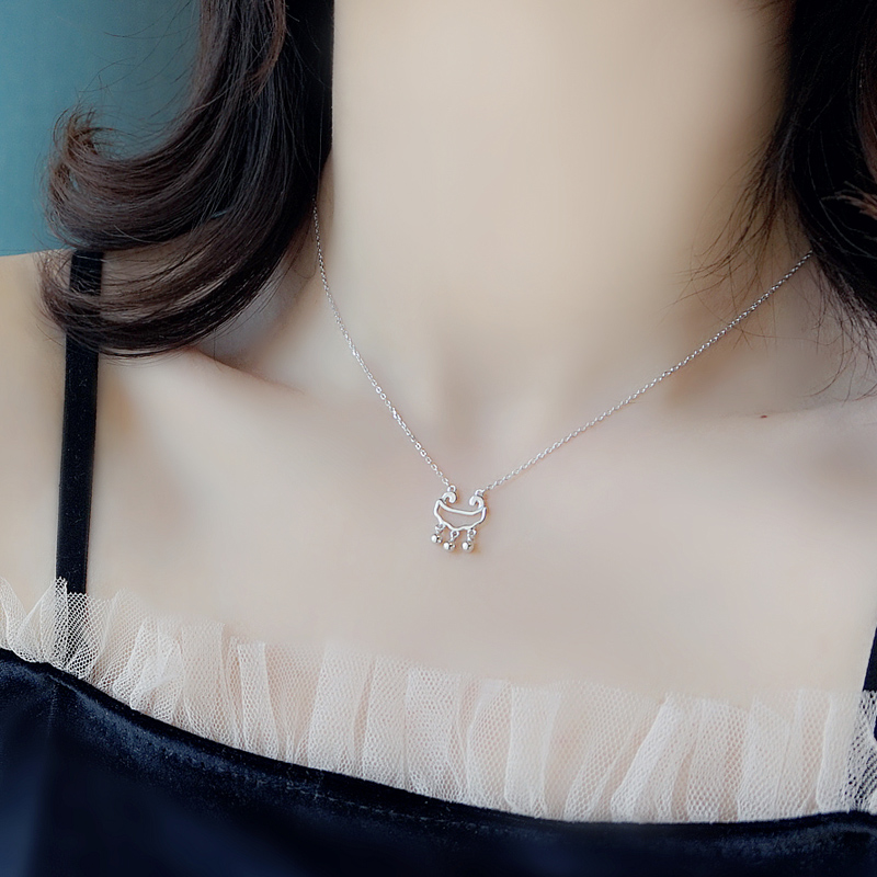 s925纯银平安锁骨项链女生2023新款爆款长命锁高级小众设计感轻奢_虎窝淘