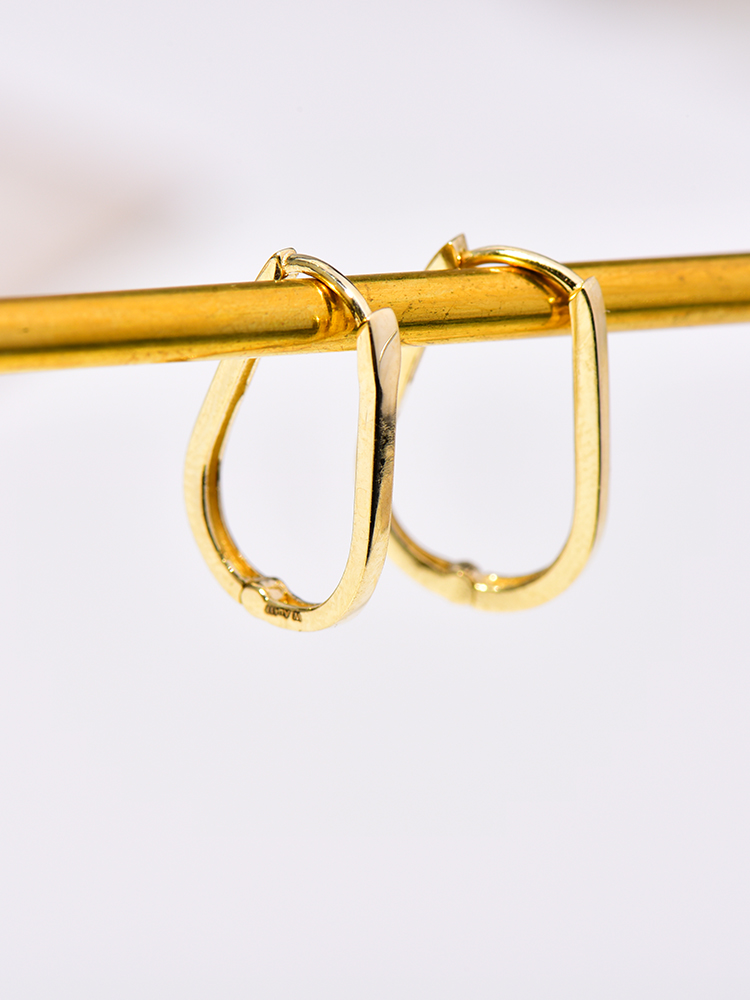 韩国流行韩国14k 10k黄金耳扣女气质简约几何图形素圈耳扣耳环女_虎窝淘