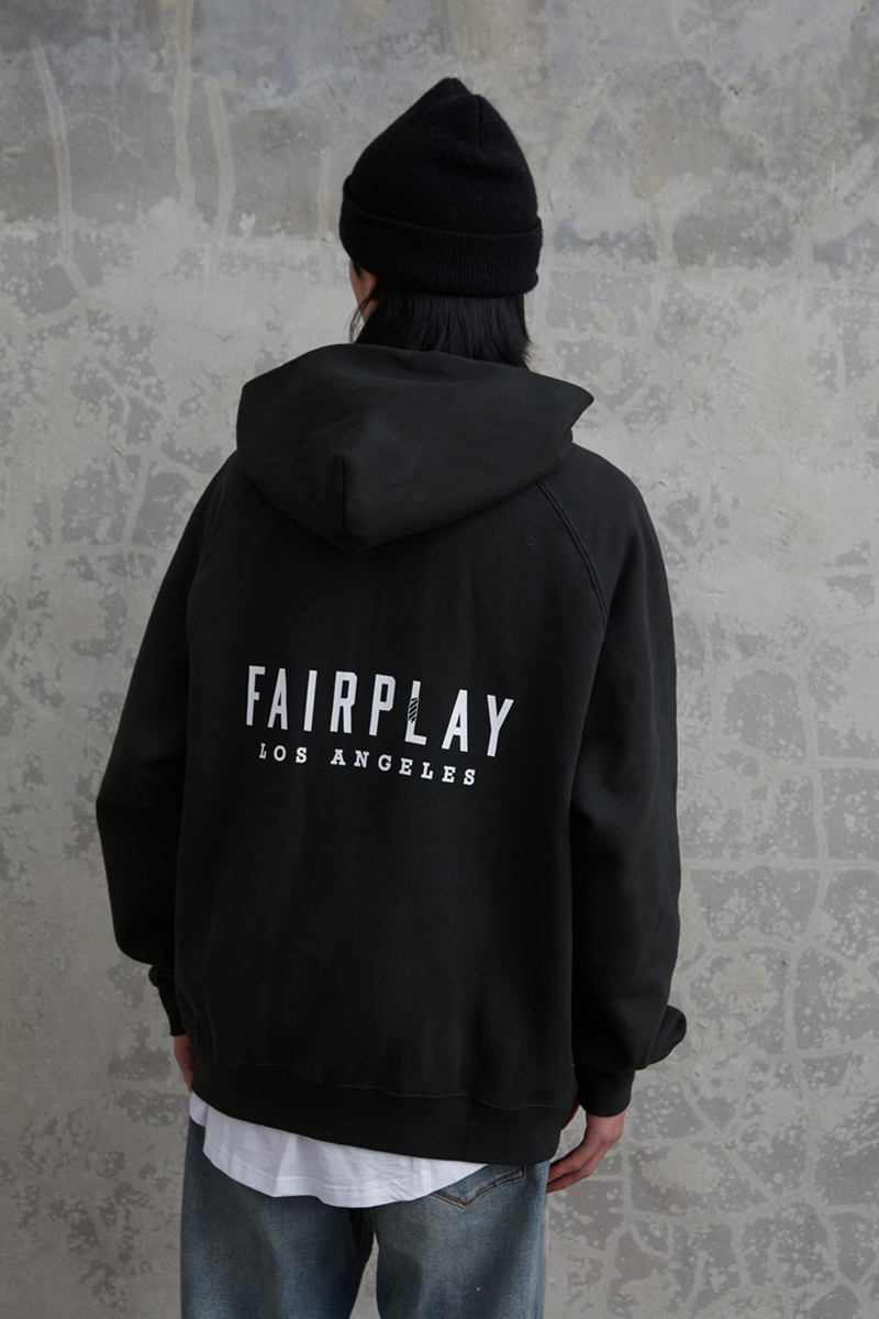 XMXX× LA潮牌Fairplay背后logo宽松OS情侣连帽外套拉链卫衣帽衫_虎窝淘