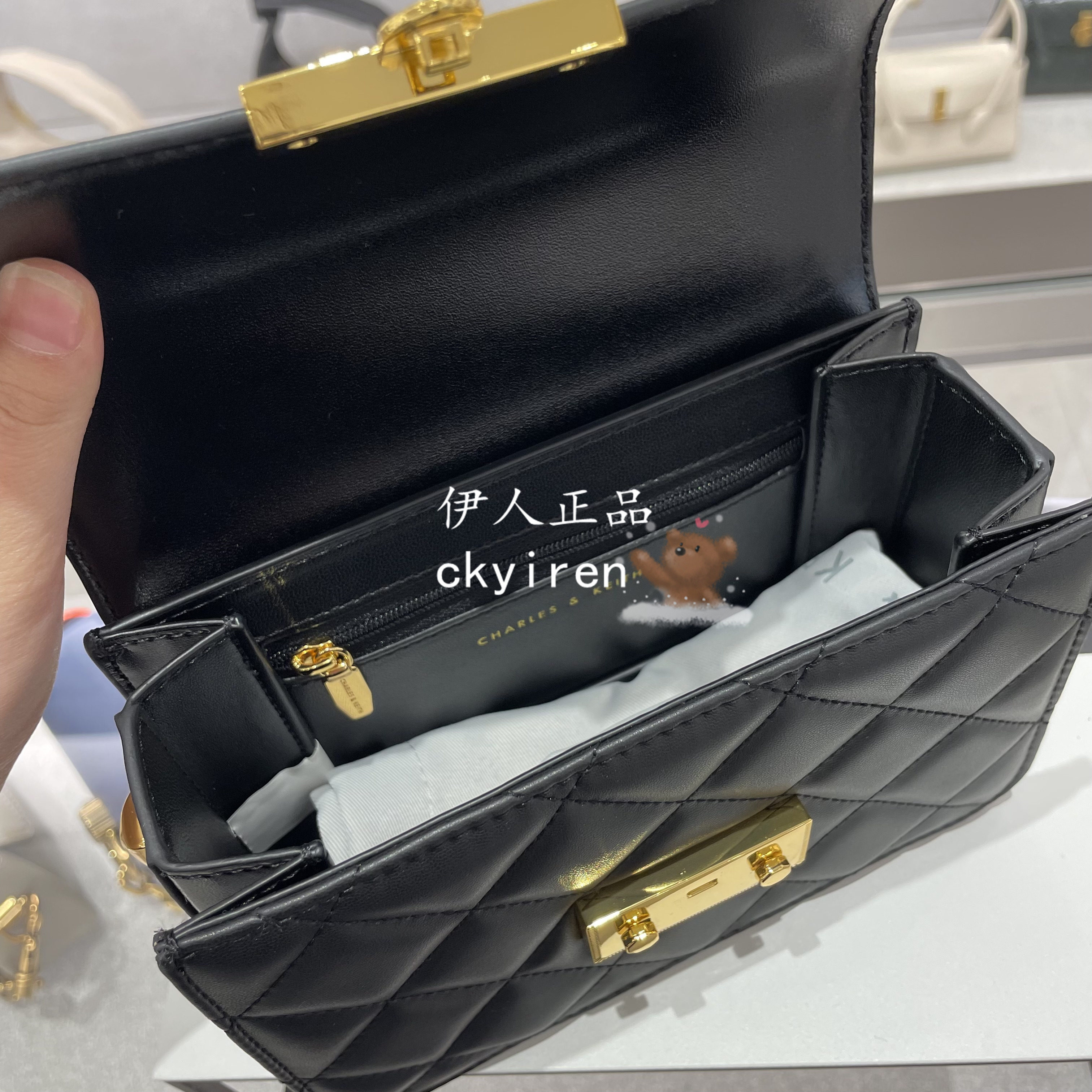 CHARLES＆KEITH链条小CK2-80701218/80701360接菱格小酒神小方包_虎窝淘