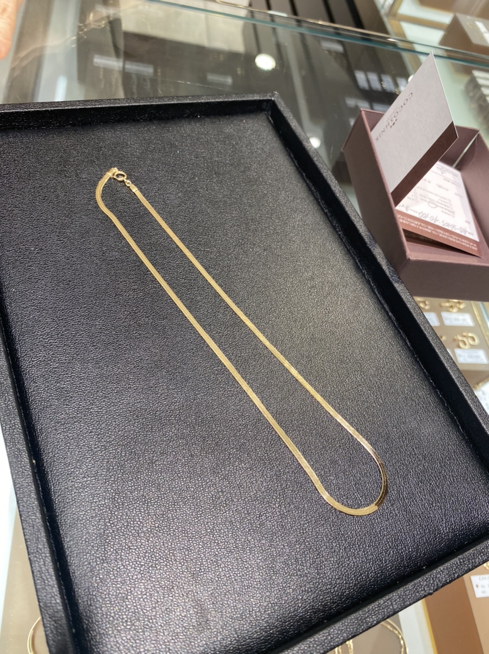 现货殷桃同款COCOSHNIK宽边蛇骨链日本直送项链18k金40cm_虎窝淘