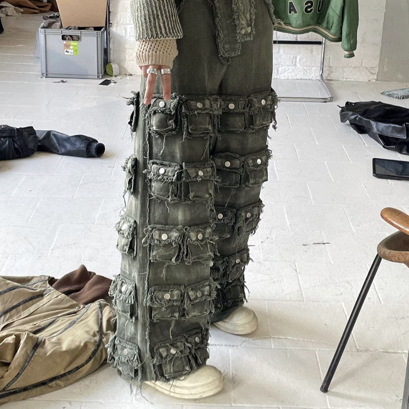 CHAUNK先锋小众设计师archive64立体重工做旧洗水潮流休闲裤