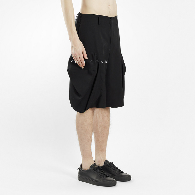 乙丿乙乀® WOOL SHORTS立体解构超大黑色休闲五分短裤CDG大裤衩_虎窝淘