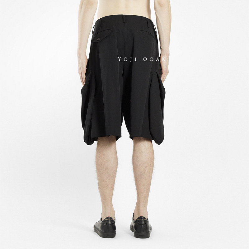 乙丿乙乀® WOOL SHORTS立体解构超大黑色休闲五分短裤CDG大裤衩_虎窝淘