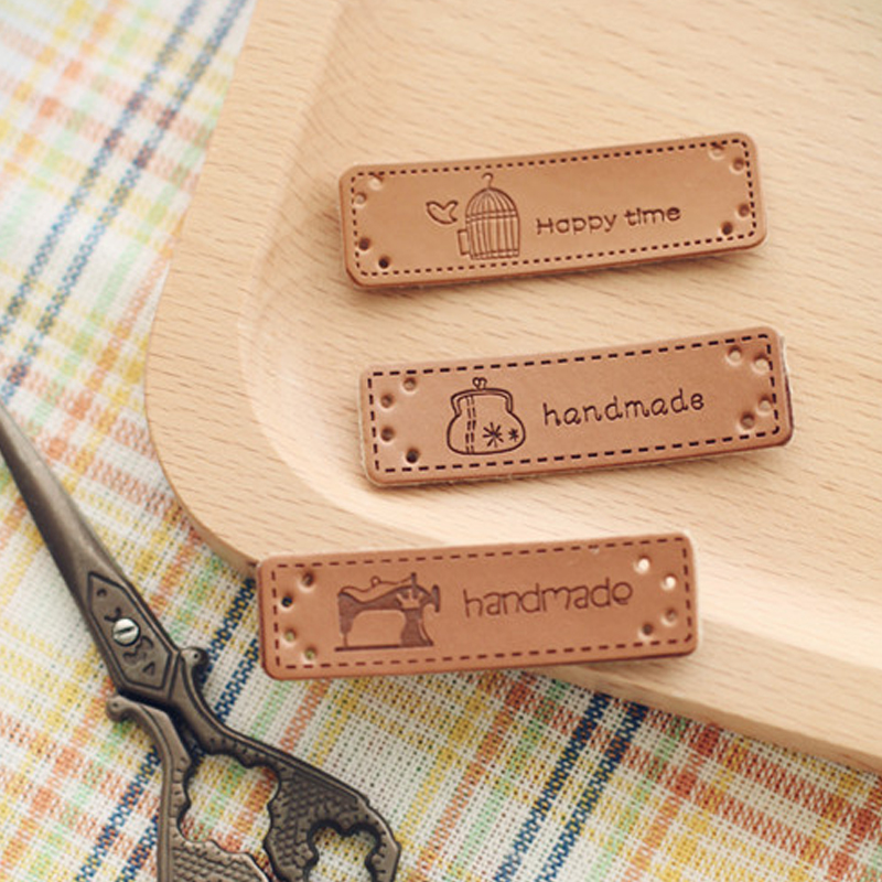 【可可家の辅料】手工DIY/zakka皮标/PU压痕皮标/手作小标签_虎窝淘