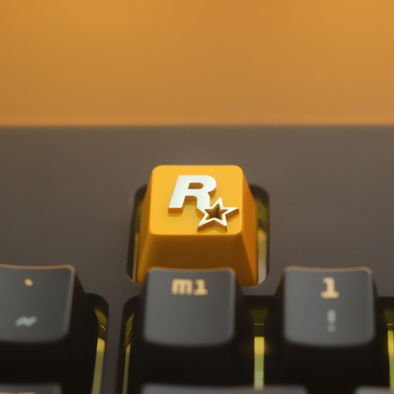 R星游戏周边公司logo图标锌铝合金属机械键盘透光键帽按键键石_虎窝淘