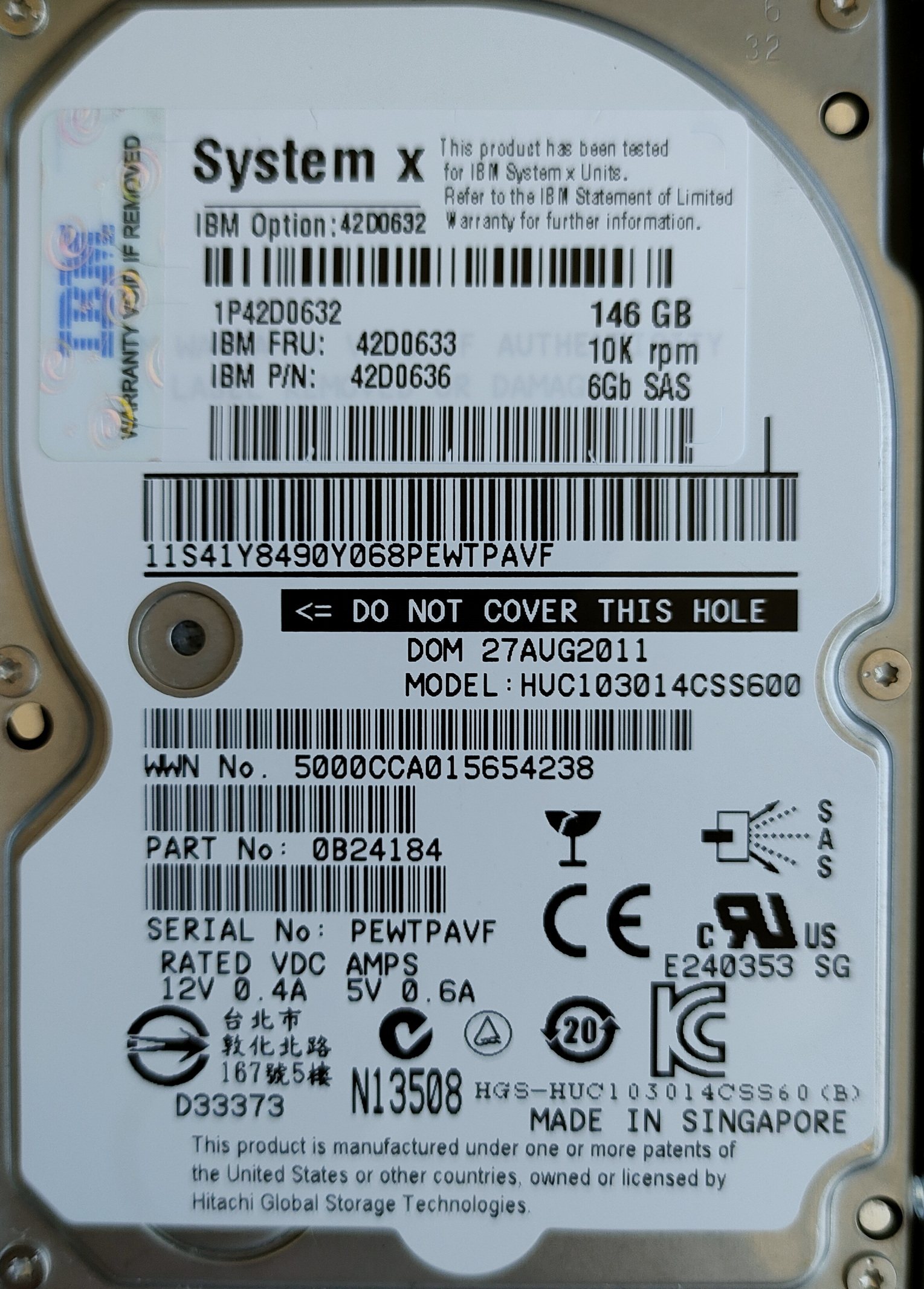 IBM 6Gb SAS FRU 42D0633 146G服务器硬盘X3650 X3750 M2 M3 M4_虎窝淘