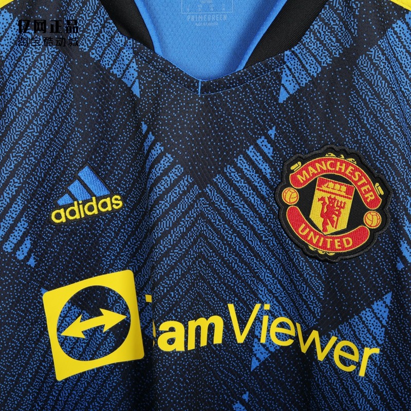 阿迪达斯曼联21-22赛季第二客场球迷版运动足球服短袖T恤 GM4616_虎窝淘