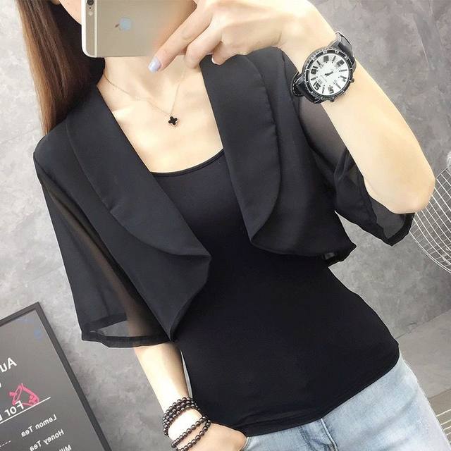 Summer cardigan versatile top short outer tress small shawl ice silk ...