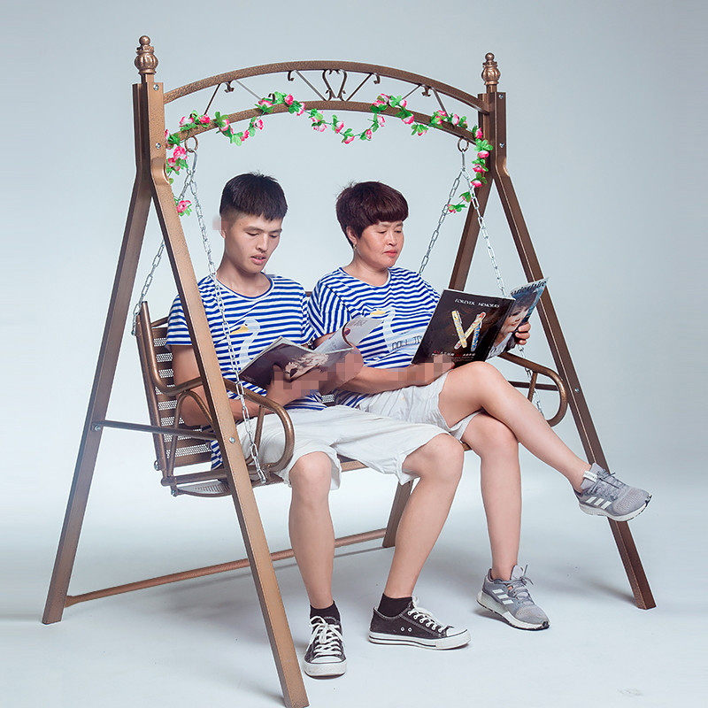 户外秋千双人摇椅吊篮庭院阳台家用儿童吊椅铁艺藤编秋千成人吊床_虎窝淘