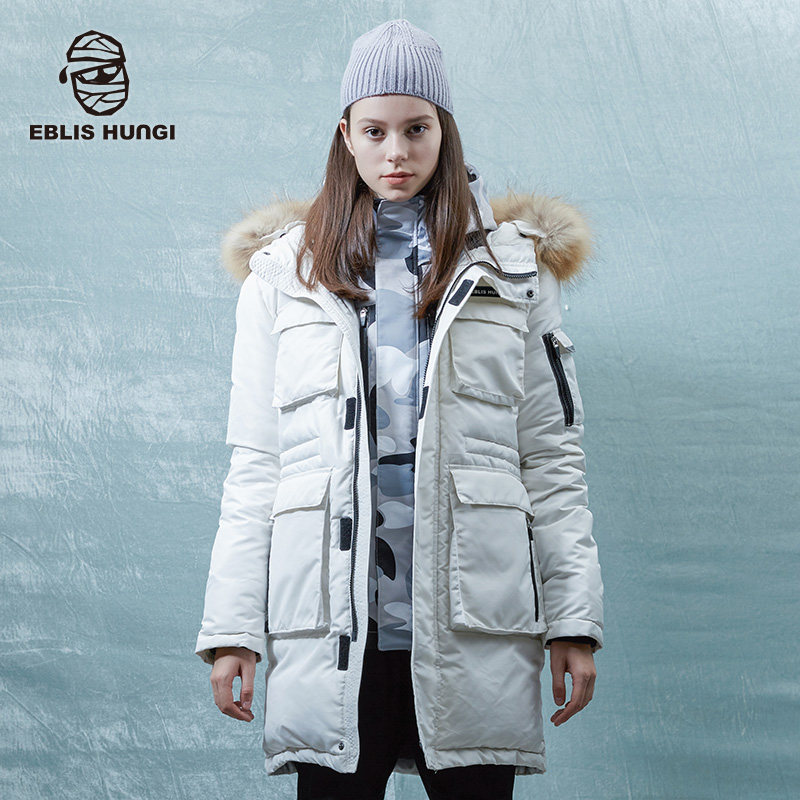 Eblis hungi木乃伊原创设计潮牌男女款白鸭绒防水中长款羽绒服_虎窝淘