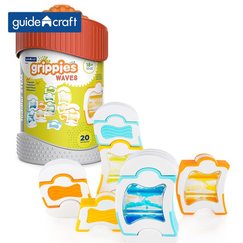 美国guidecraft亲握积木波浪12件套装20粒婴幼儿宝宝搭建玩具透明_虎窝淘
