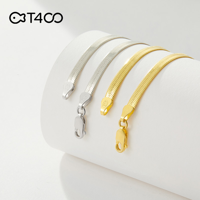 T400蛇骨链925纯银轻奢小众时尚百搭项链女无吊坠金色锁骨链素链_虎窝淘