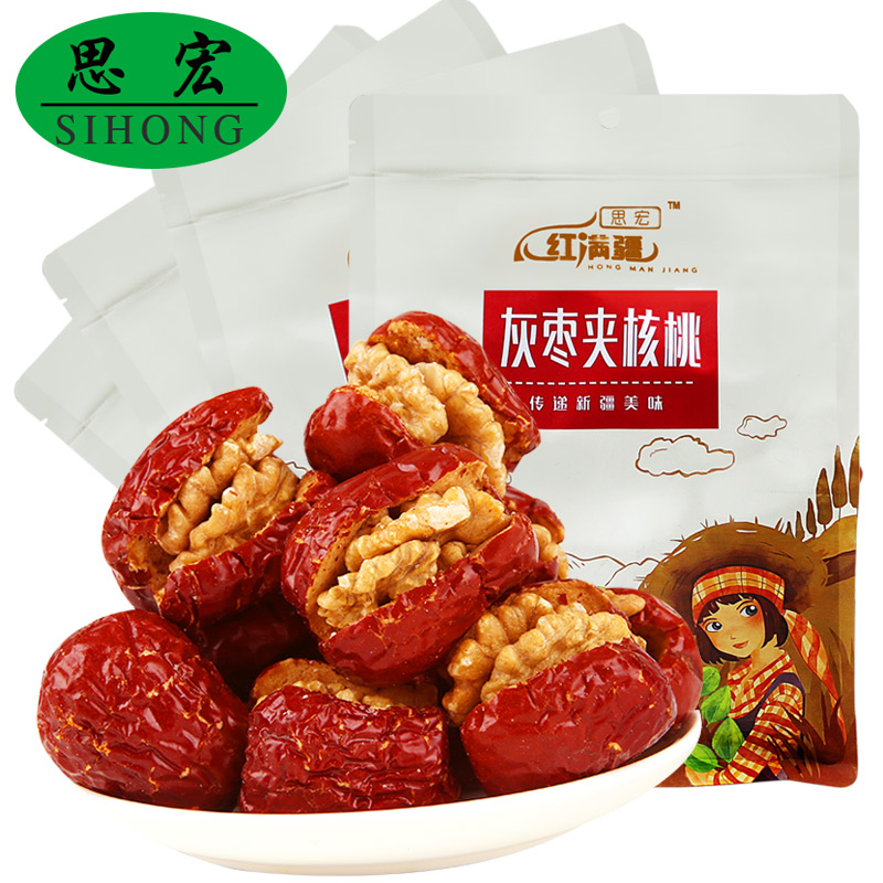 思宏灰枣夹核桃仁252g*4袋装新疆大红枣夹核桃夹心枣子干果_虎窝淘