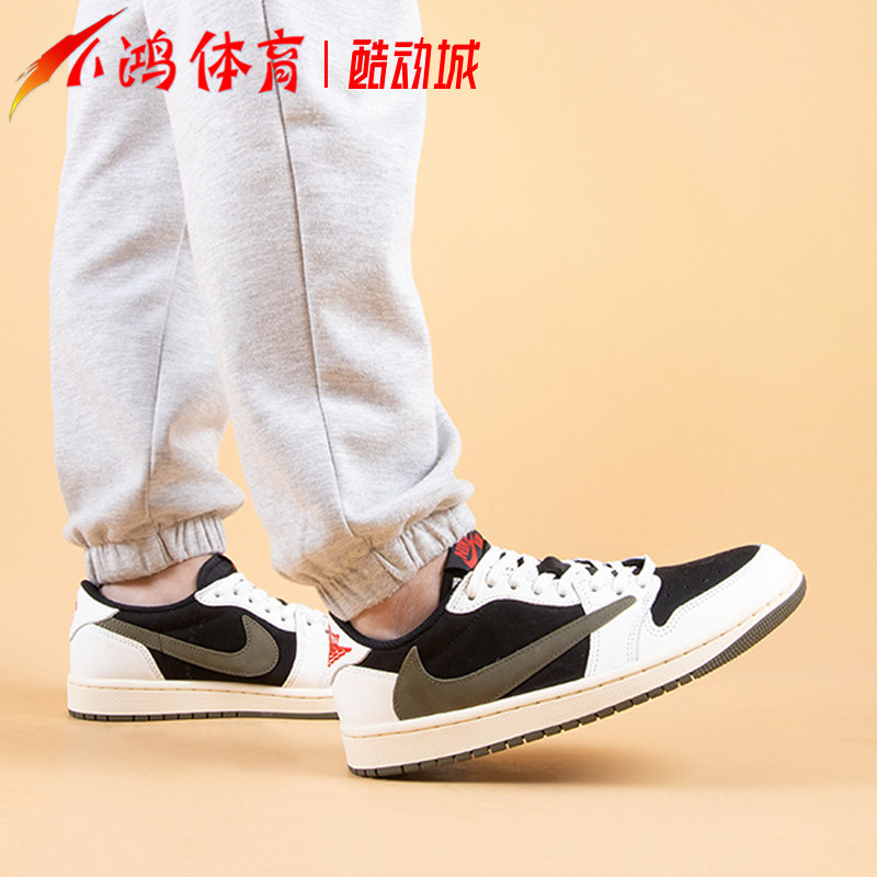 小鸿体育Air Jordan 1 Low AJ1 TS联名倒钩5.0黑绿橄榄DZ4137-106_虎窝淘