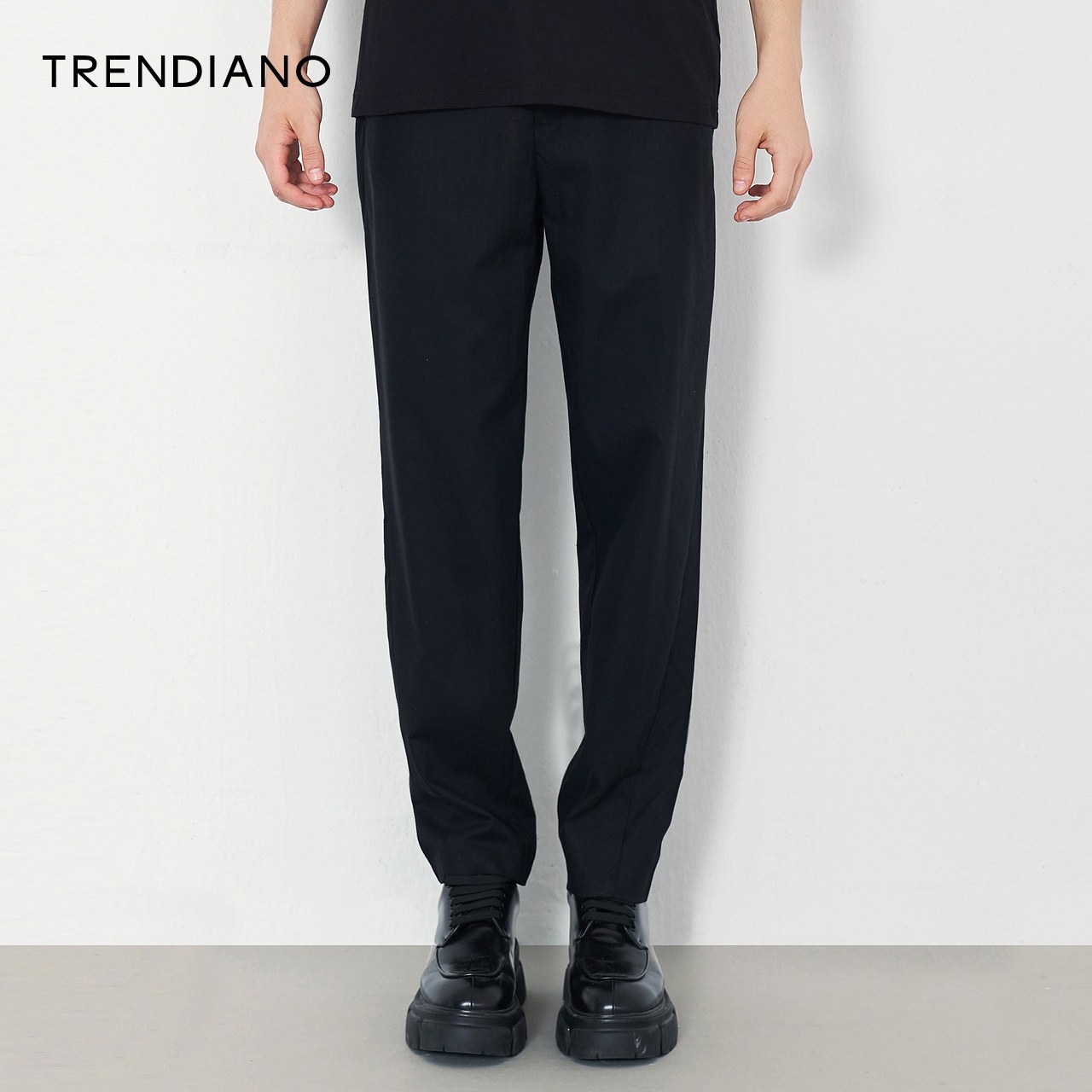 TRENDIANO潮牌官方时尚秋冬男装修身百搭裤子直筒商务休闲裤长裤_虎窝淘