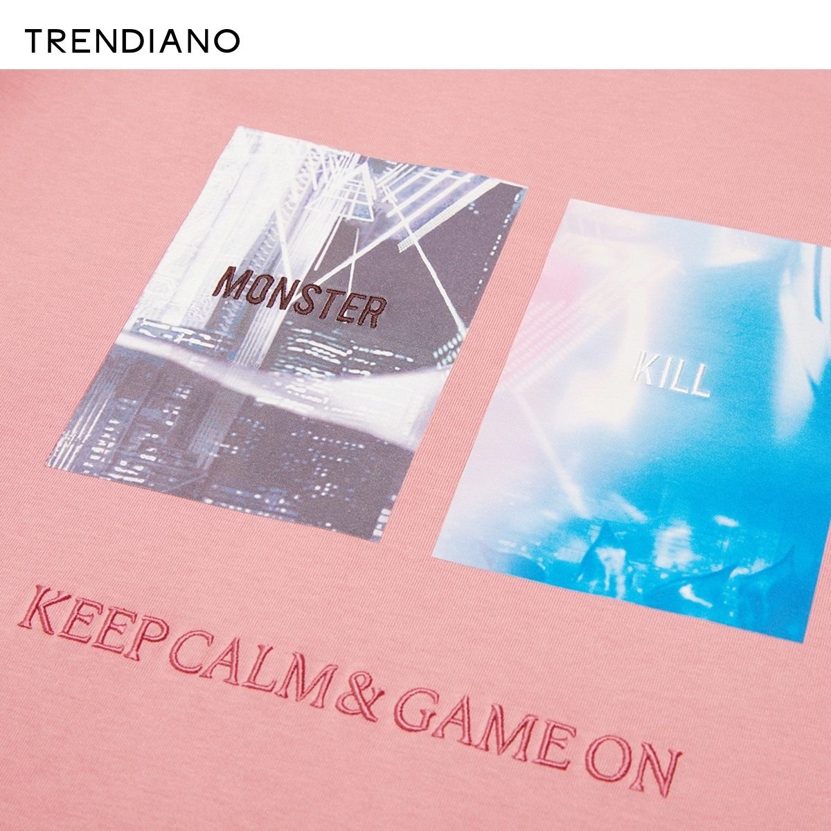 TRENDIANO潮牌夏季男装圆领短袖纯棉T恤男半袖宽松运动休闲体恤衫_虎窝淘