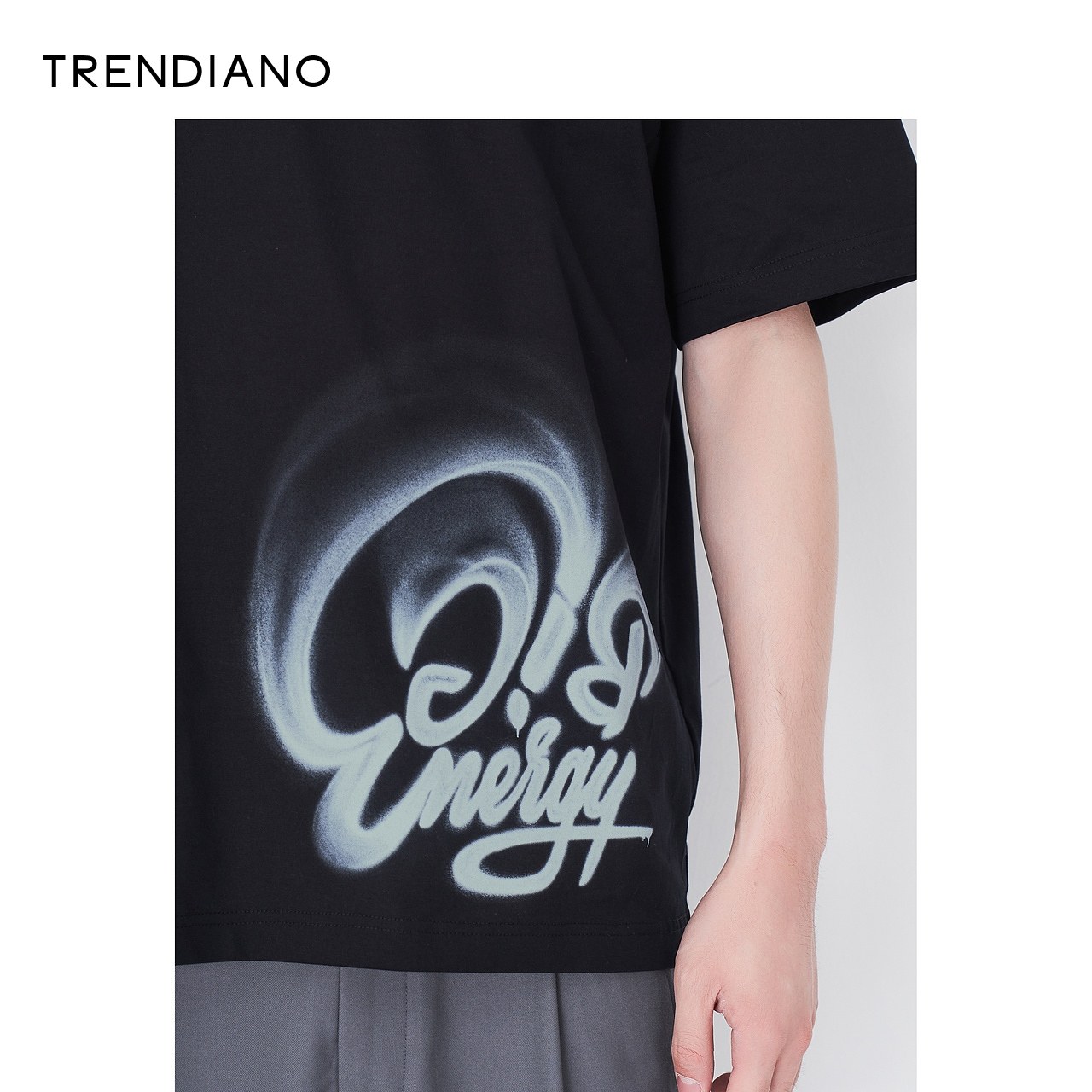 TRENDIANO官方潮牌夏季新款潮流ins男装印花宽松纯棉圆领短袖t恤_虎窝淘