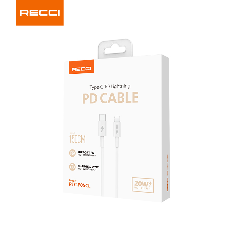 锐思Recci大白P05CL数据线适用于苹果12手机PD20W快充充电线白色_虎窝淘