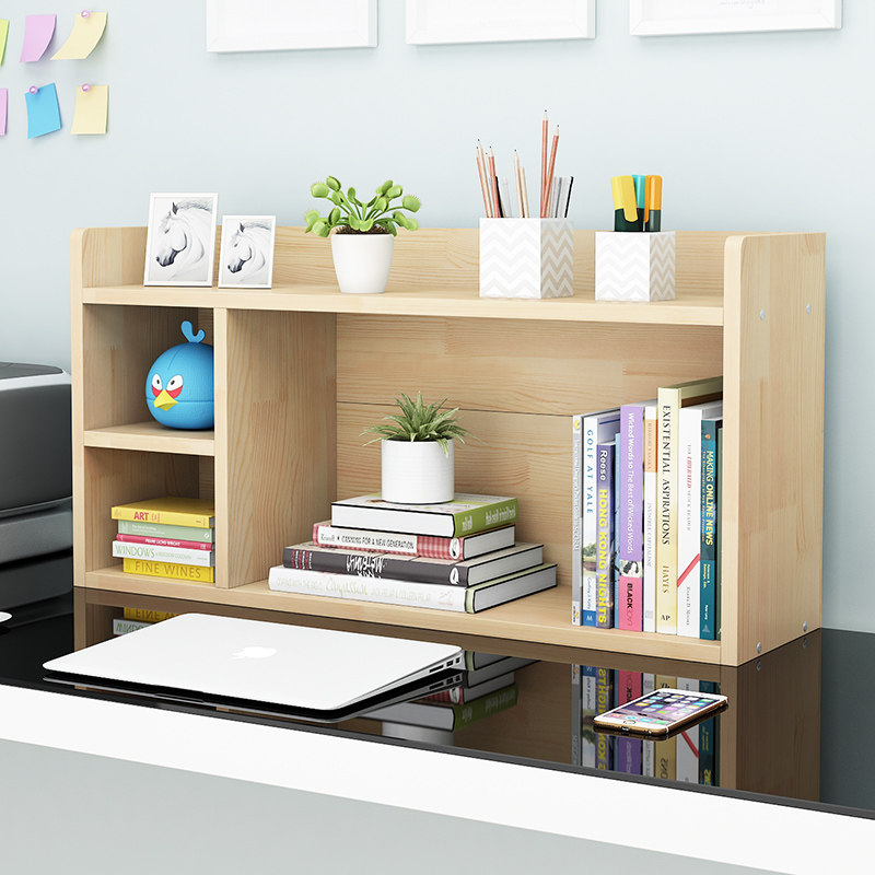 简易实木桌上书架学生儿童松木小书架家用小书柜收纳架多层置物架_虎窝淘